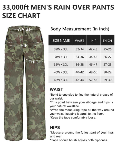 1.10 lbs 5000mm W/P Index 5000 Level Breathable Men's Rain Pants with ...