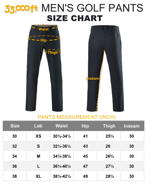 Men's UPF 50+ Quick Dry Golf Pants with 5 Pockets – 33,000ft