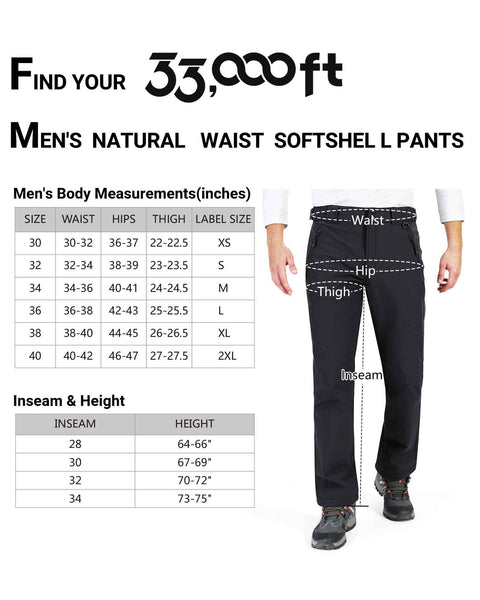 8000mm W/P Index Men’s Snow Fleece Lined Pants with 4 Pockets and Adju ...